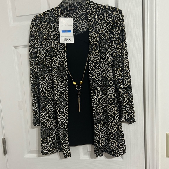 By Design | Tops | By Design Size Xl Black Pattern Top With Necklace ...